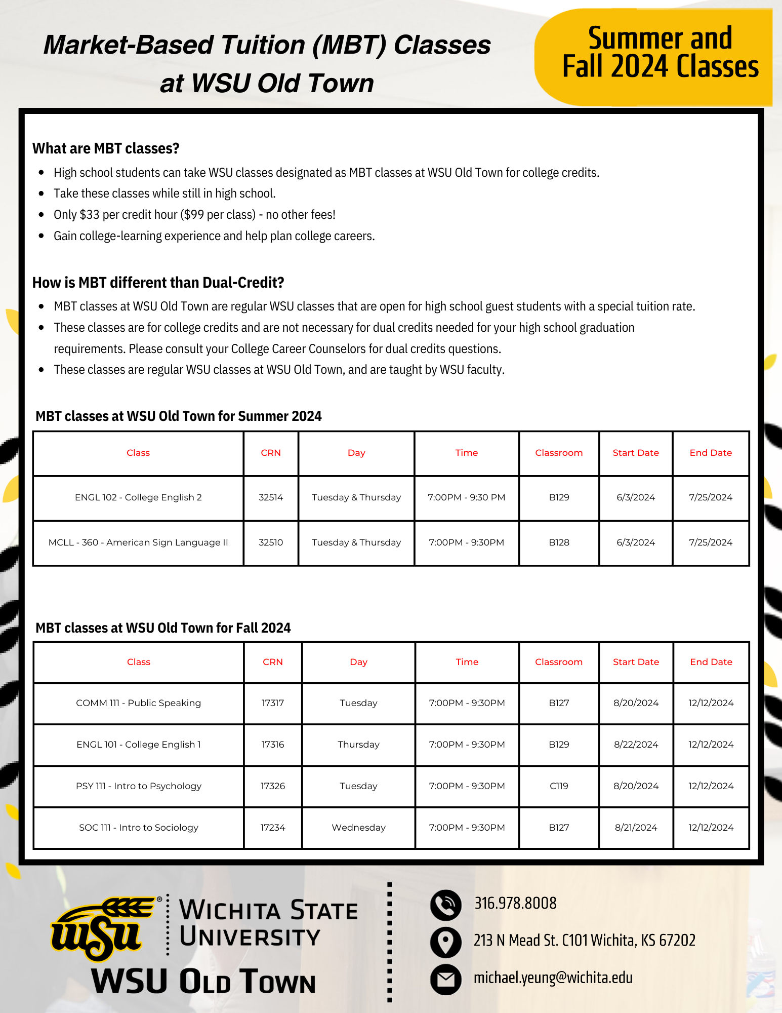 MBT Classes for High School Guest Students